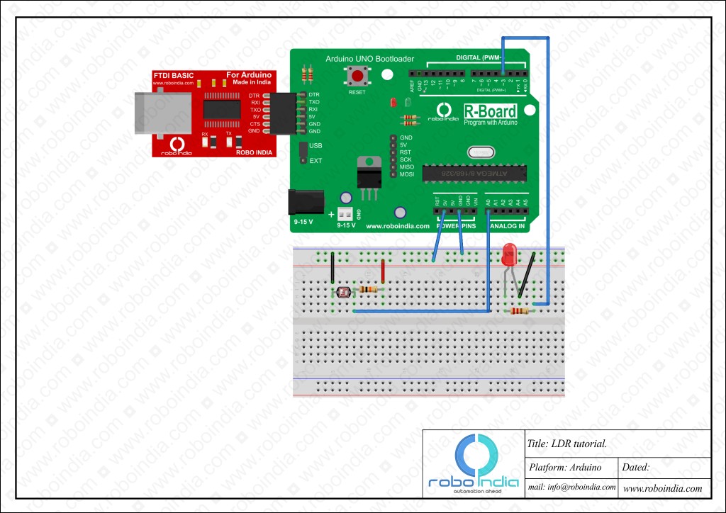 Arduino Ldr Light Dependent Resistor Robo India Tutorials Learn Arduino Robotics
