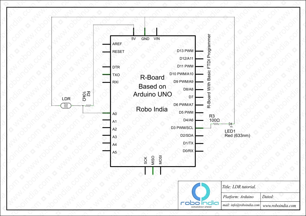 Arduino Ldr Light Dependent Resistor Robo India Tutorials Learn Arduino Robotics