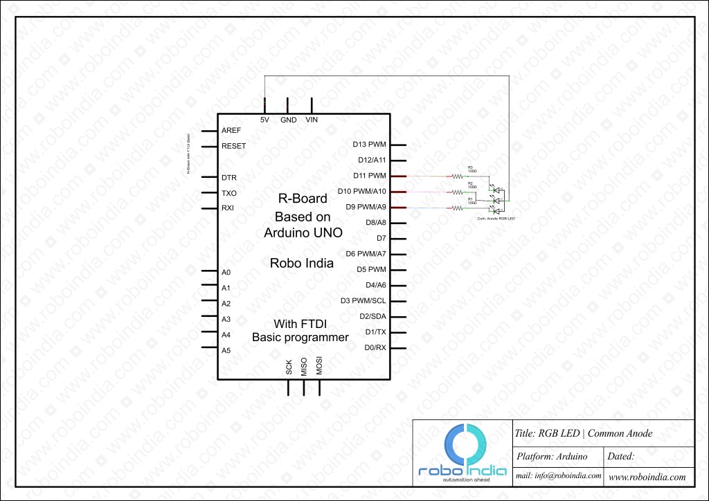 Rgb Led On Arduino Robo India Tutorials Learn Arduino Robotics