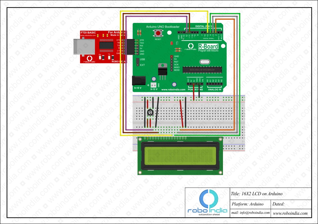 Arduino 16x2 Lcd Robo India Tutorials Learn Arduino Robotics