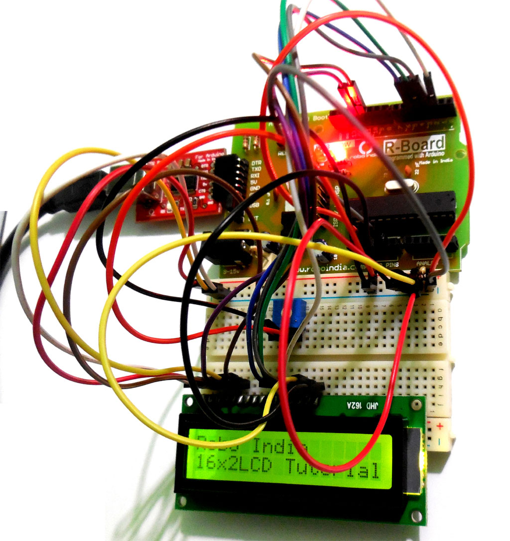 Arduino 16x2 Lcd Robo India Tutorials Learn Arduino Robotics