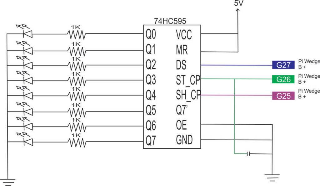 Raspberry Pi 74hc595 Serial Shift Register Robo India Tutorials Learn Arduino Robotics